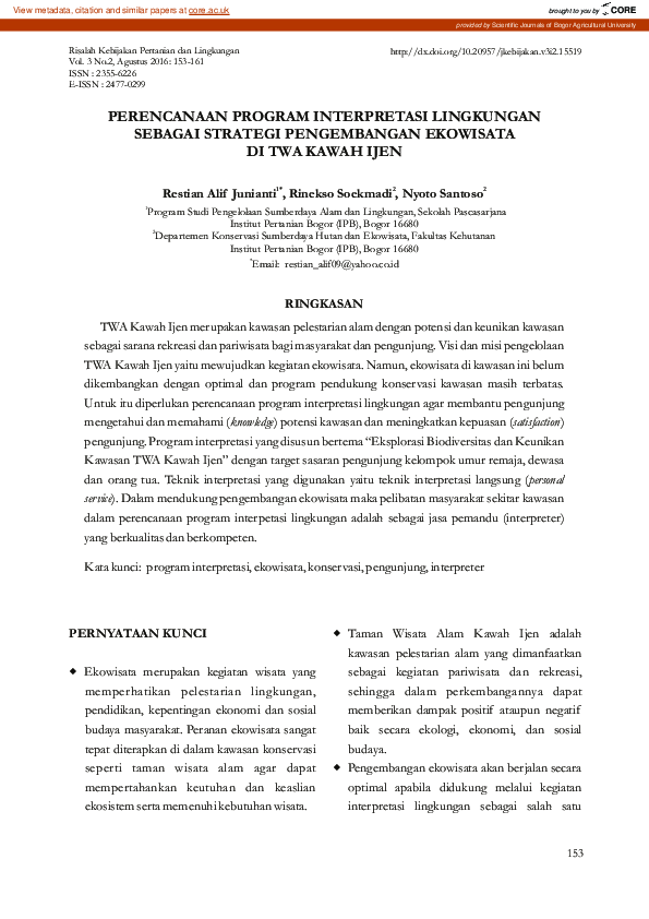 (PDF) Perencanaan Program Interpretasi Lingkungan Sebagai Strategi Pengembangan Ekowisata DI Twa ...