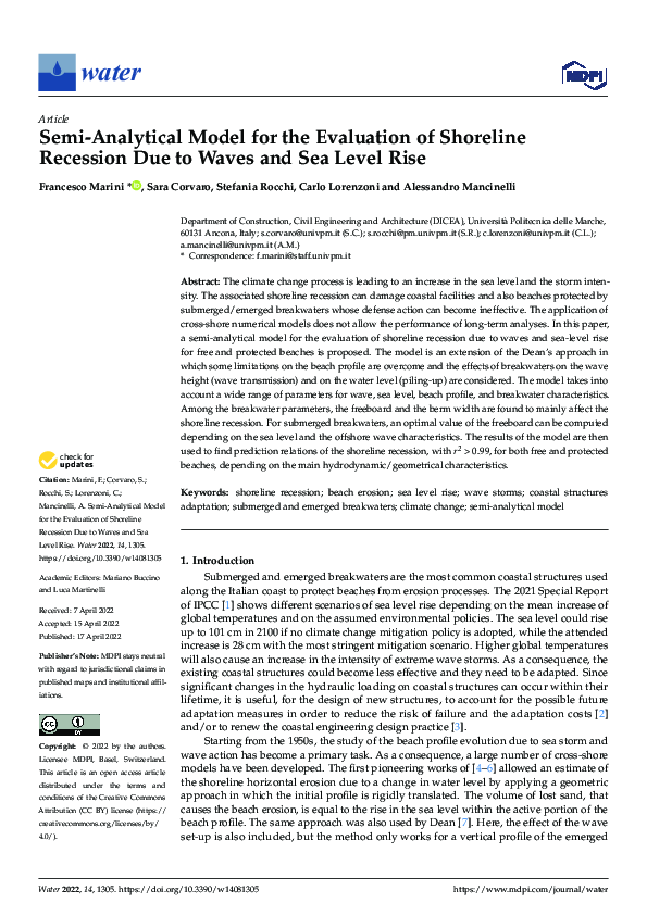 (PDF) Semi-Analytical Model for the Evaluation of Shoreline Recession Due to Waves and Sea Level ...