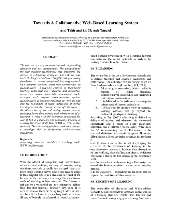 (PDF) Towards a collaborative web-based learning system