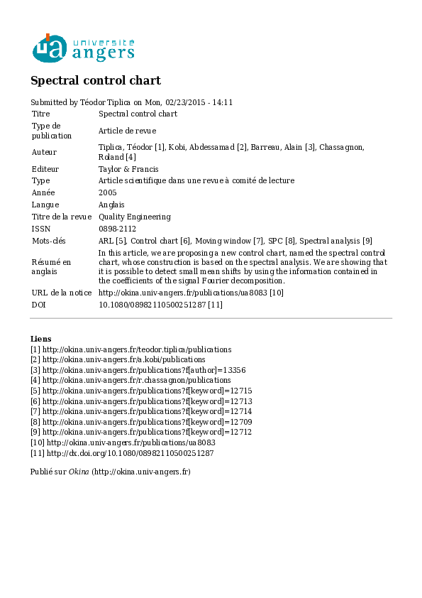 (PDF) Spectral Control Chart | A. Kobi - Academia.edu