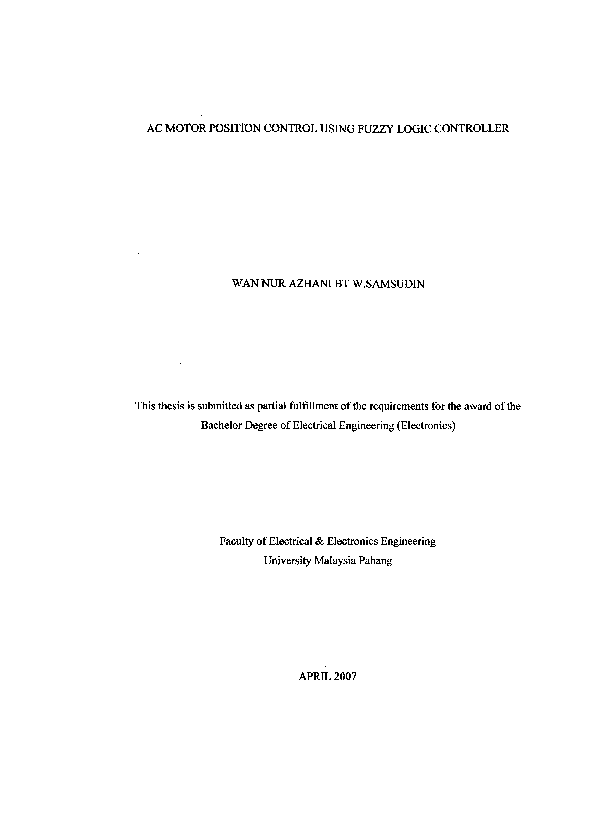 (PDF) AC motor position control using fuzzy logic controller