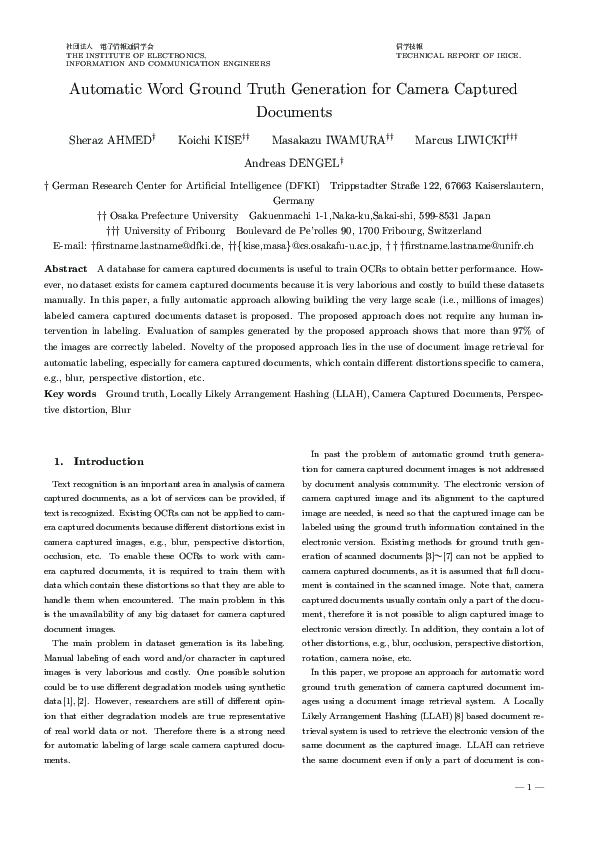 Automatic Word Ground Truth Generation For Camera Captured Documents