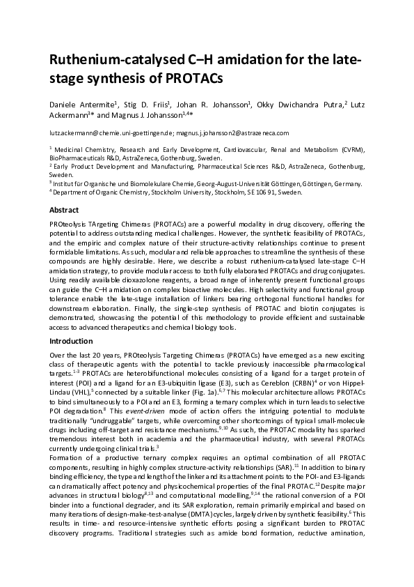(PDF) Ruthenium-catalysed C‒H amidation for the late-stage synthesis of ...
