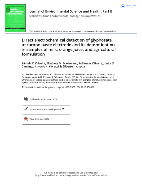 (PDF) Direct electrochemical detection of glyphosate at carbon paste electrode and its ...