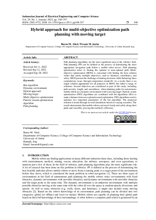 (PDF) Hybrid approach for multi-objective optimization path planning with moving target