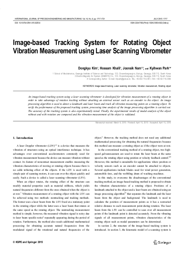 (PDF) Laser Vibrometer for Rotating Object Tracking