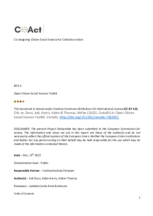 (PDF) CoActD2.4: Open Citizen Social Science Toolkit