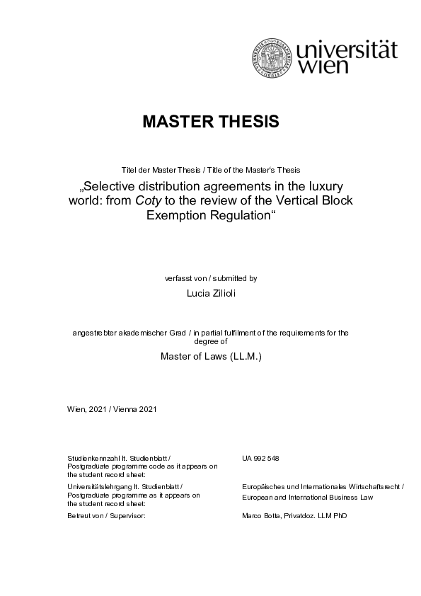 (PDF) Selective distribution agreements in the luxury world