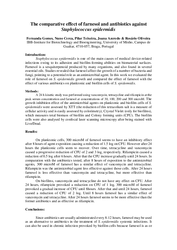 (PDF) The comparative effect of farnesol and antibiotics against ...