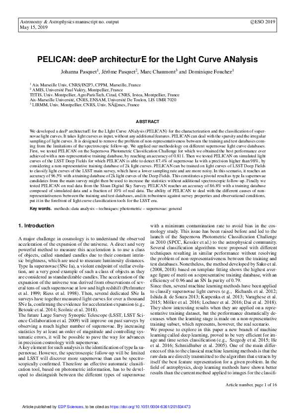 (PDF) PELICAN: deeP architecturE for the LIght Curve ANalysis