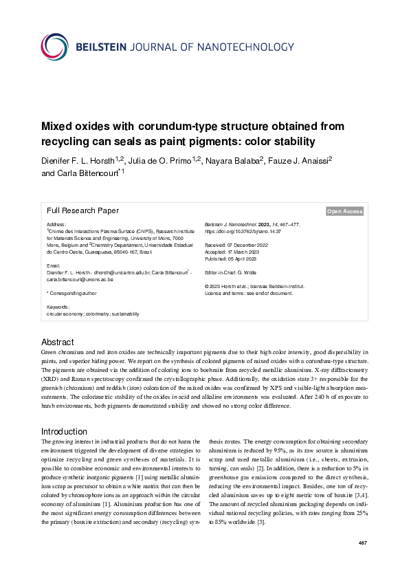 (PDF) Mixed oxides with corundum-type structure obtained from recycling ...