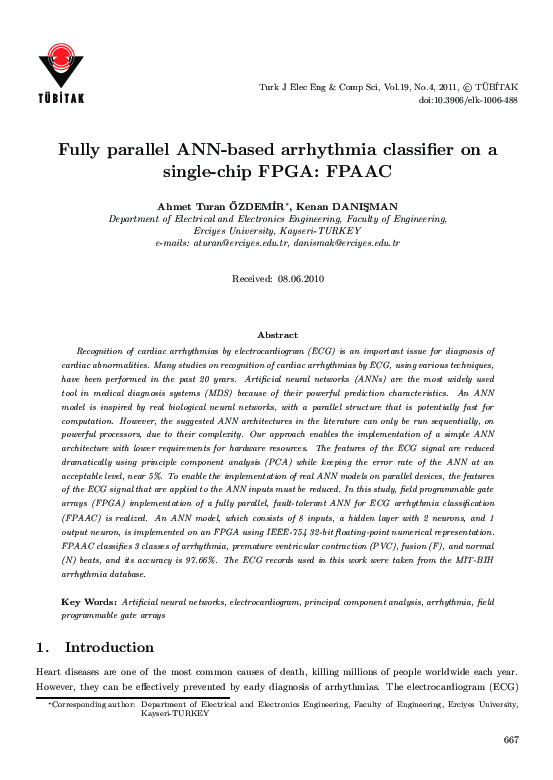(PDF) FPGA based arrhythmia classifier