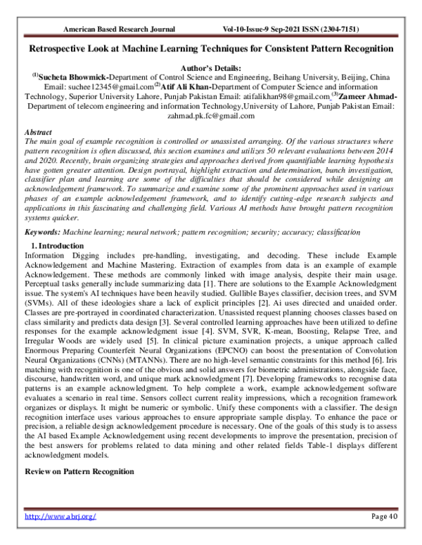 (PDF) Retrospective Look at Machine Learning Techniques for Consistent ...