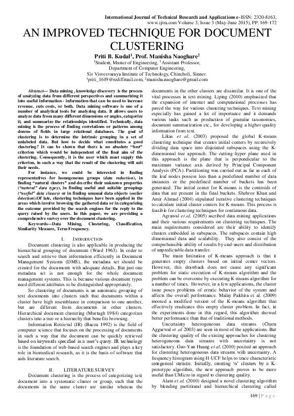 (PDF) An Improved Technique for Document Clustering