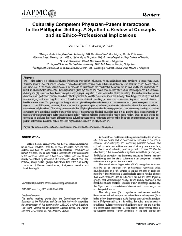 (PDF) Culturally Competent Physician-Patient Interactions in the ...