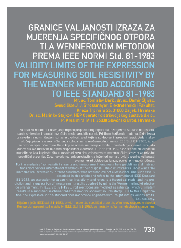 (PDF) Validity Limits of the Expression for Measuring Soil Resistivity ...
