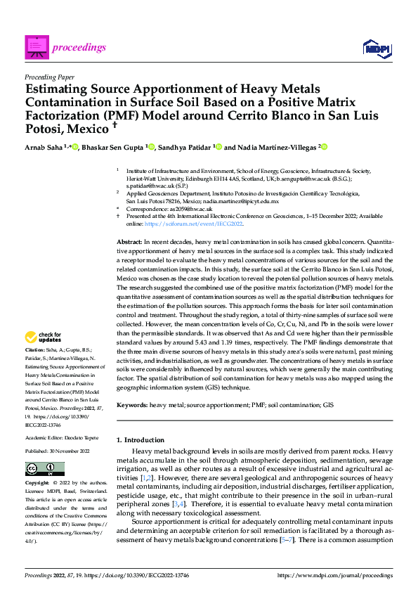 (PDF) Estimating Source Apportionment of Heavy Metals Contamination in Surface Soil Based on a ...