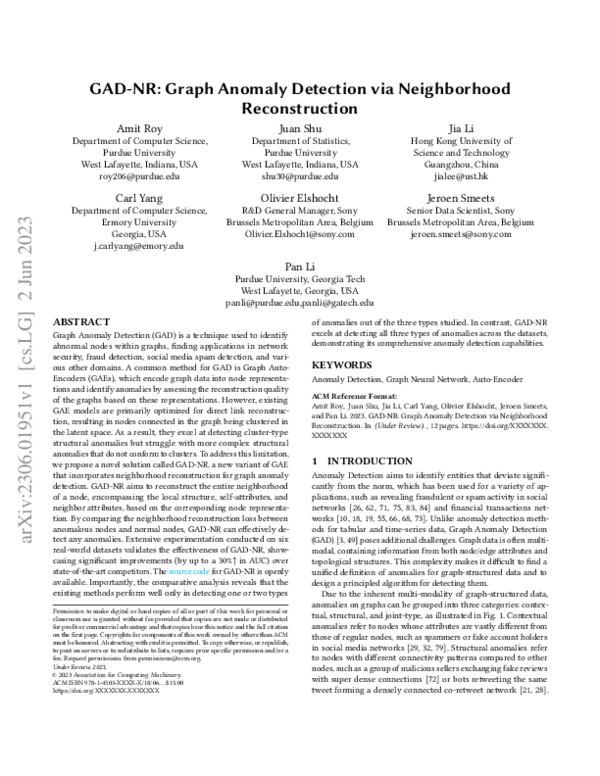 (PDF) GAD-NR: Graph Anomaly Detection via Neighborhood Reconstruction