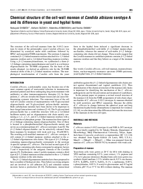 (PDF) Chemical structure of the cell-wall mannan of Candida albicans ...