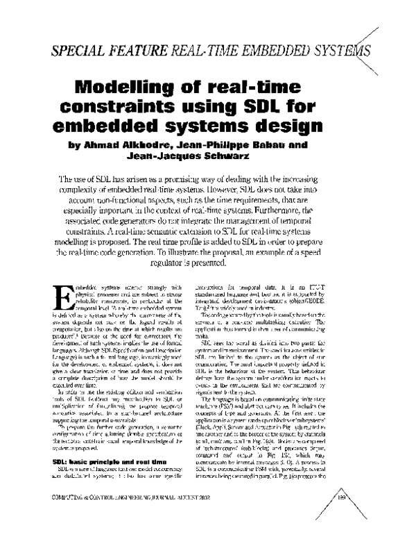 (PDF) Modelling of real-time constraints using SDL for embedded systems ...