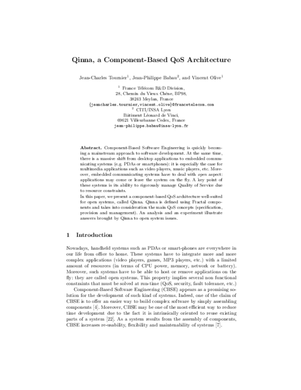 (PDF) Qinna, a Component-Based QoS Architecture
