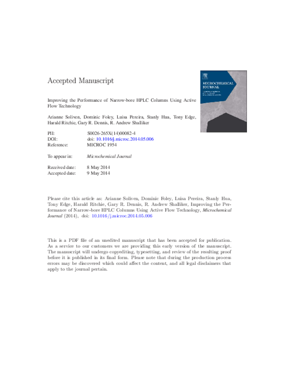 (PDF) Improving the performance of narrow-bore HPLC columns using ...