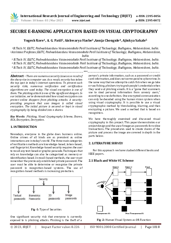 (PDF) SECURE E-BANKING APPLICATION BASED ON VISUAL CRYPTOGRAPHY