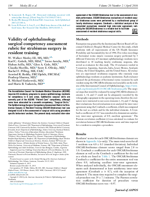 (PDF) Validity of ophthalmology surgical competency assessment rubric ...