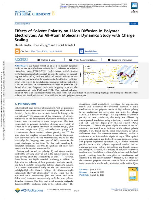 (PDF) Effects of Solvent Polarity on Li-ion Diffusion in Polymer ...