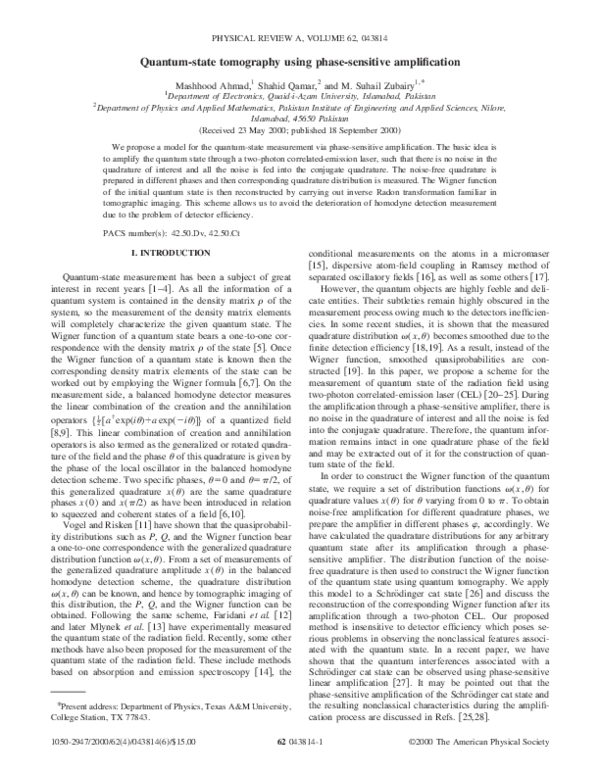 (PDF) Quantum-state tomography using phase-sensitive amplification