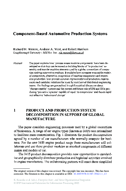 (PDF) Component-Based Automotive Production Systems | Robert Harrison - Academia.edu