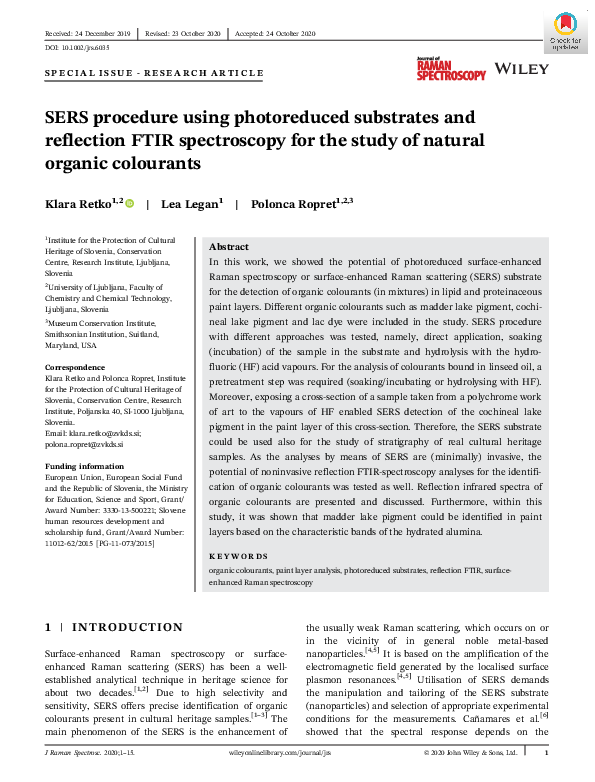 (PDF) SERS procedure using photoreduced substrates and reflection FTIR ...