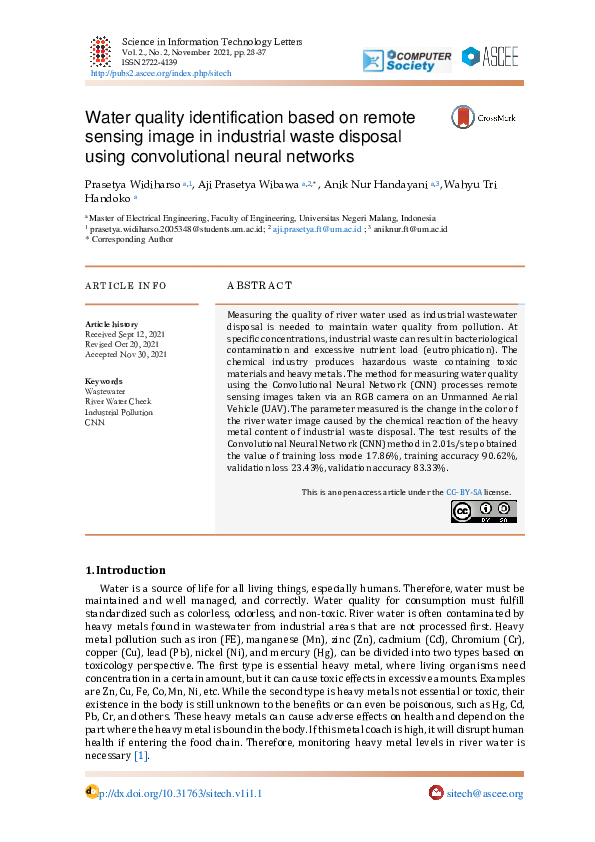 (PDF) Water quality identification based on remote sensing image in industrial waste disposal ...