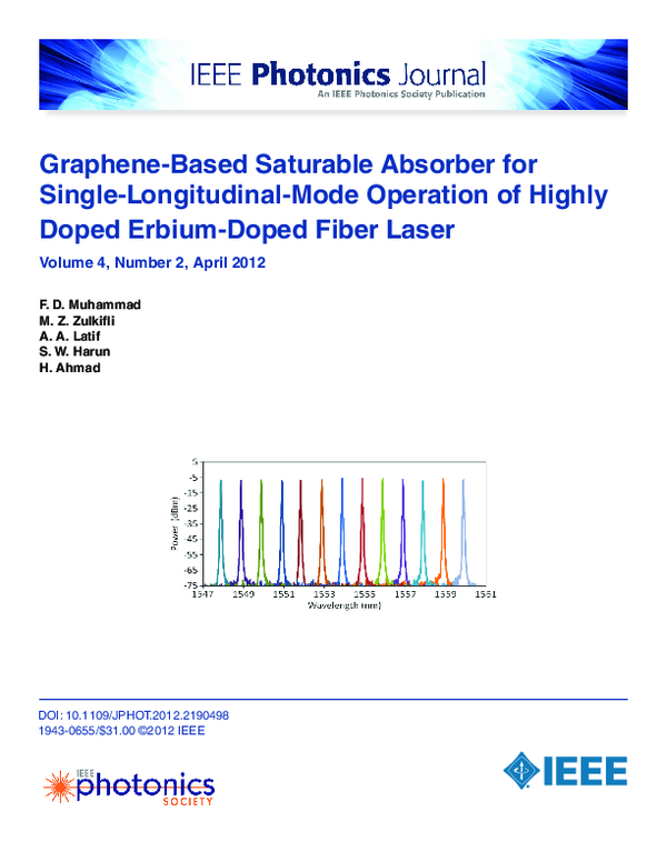 (PDF) Graphene-Based SLM Fiber Laser Using Erbium-Doped Fiber