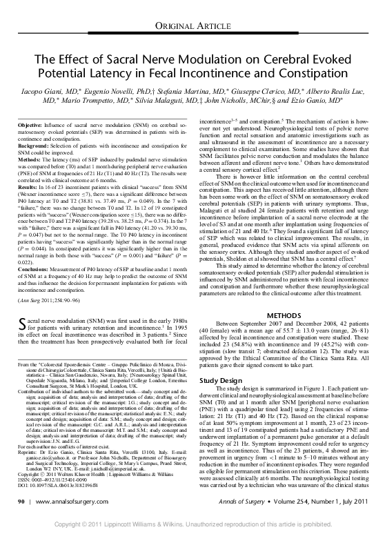 (PDF) The Effect of Sacral Nerve Modulation on Cerebral Evoked ...