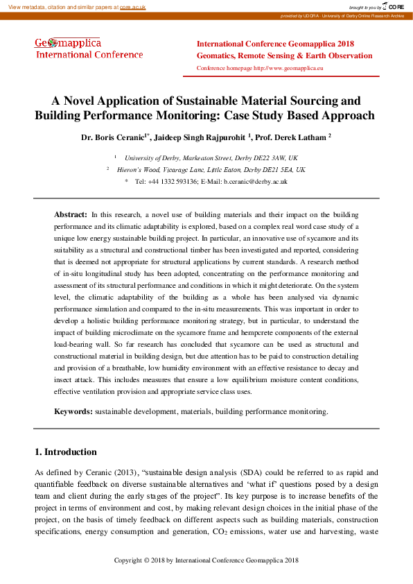(PDF) A novel application of sustainable material sourcing and building ...