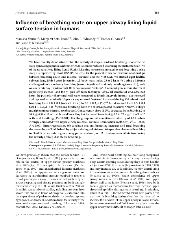 (PDF) Influence of breathing route on upper airway lining liquid ...