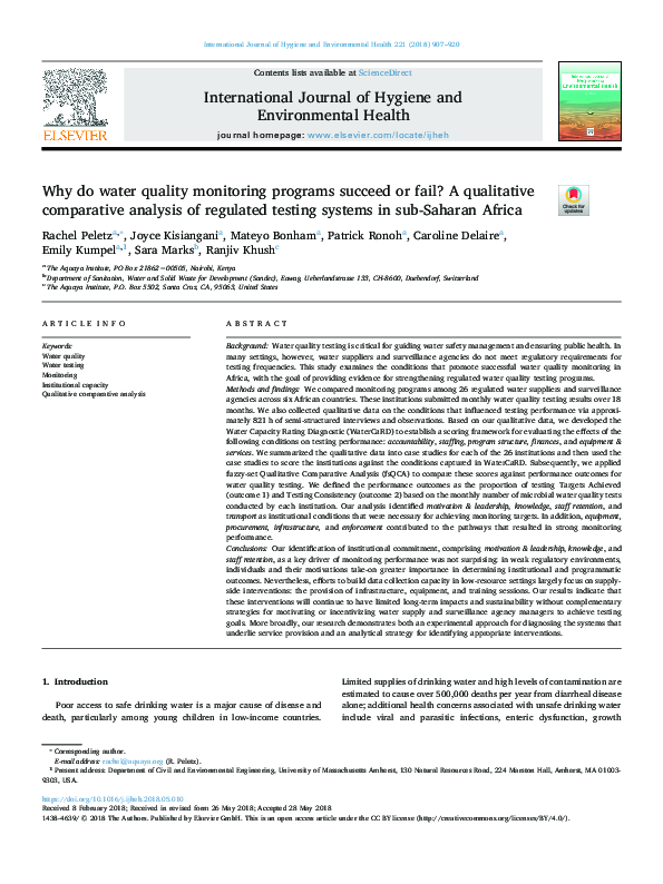 (PDF) Why do water quality monitoring programs succeed or fail? A qualitative comparative ...
