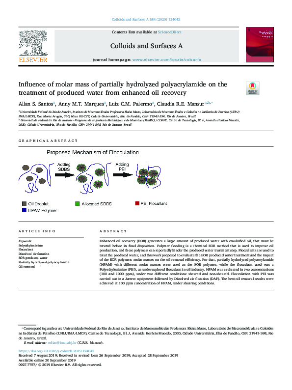(PDF) Influence of molar mass of partially hydrolyzed polyacrylamide on ...