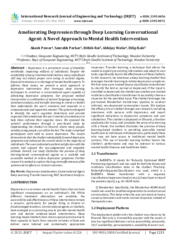 (PDF) Ameliorating Depression through Deep Learning Conversational ...