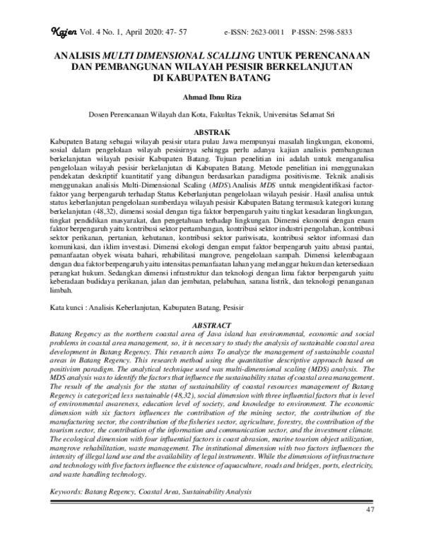 (PDF) Analisis Multi Dimensional Scalling untuk Perencanaan dan Pembangunan Wilayah Pesisir ...