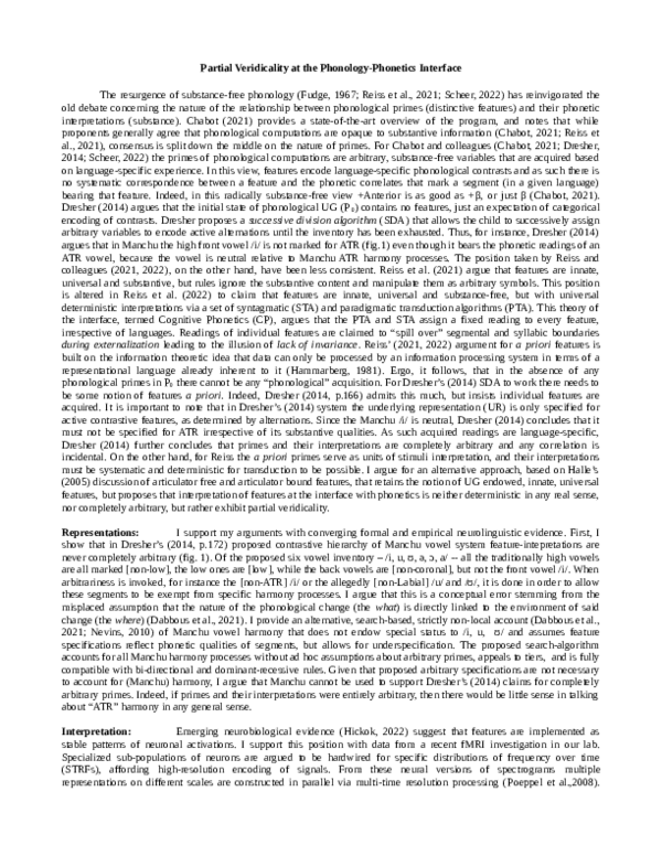 (PDF) Partial Veridicality at the Phonology-Phonetics Interface