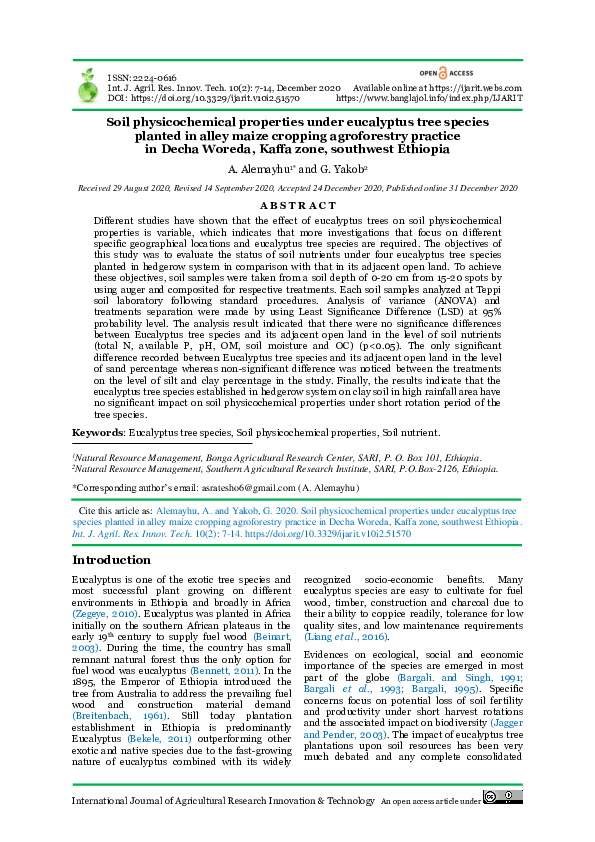 (PDF) Soil physicochemical properties under eucalyptus tree species ...