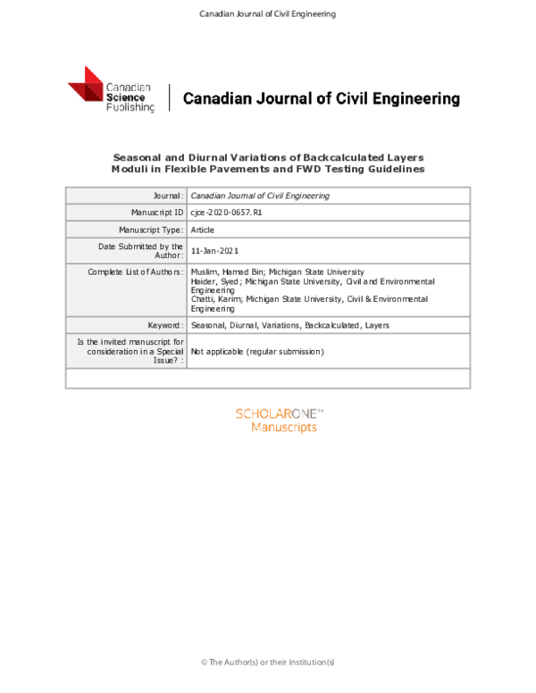 (PDF) Seasonal and diurnal variations of back-calculated layer moduli ...