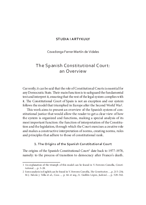 (PDF) “The Spanish Constitutional Court: an overview”