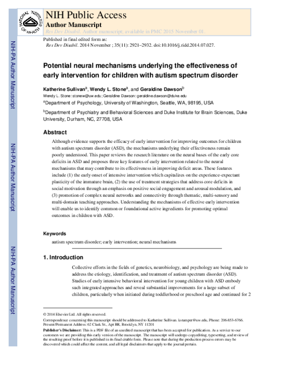 (PDF) Potential neural mechanisms underlying the effectiveness of early intervention for ...