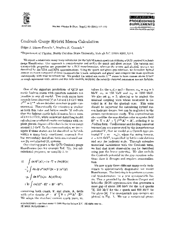 (PDF) Coulomb gauge hybrid meson calculation