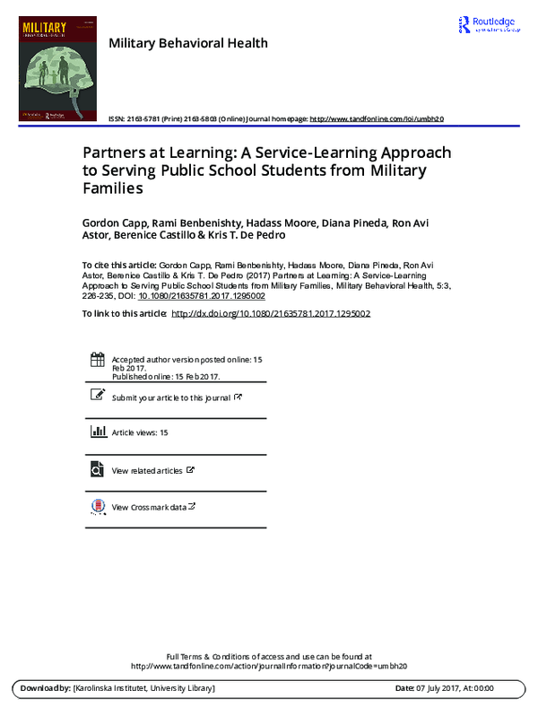 (PDF) Partners at Learning: A Service-Learning Approach to Serving ...