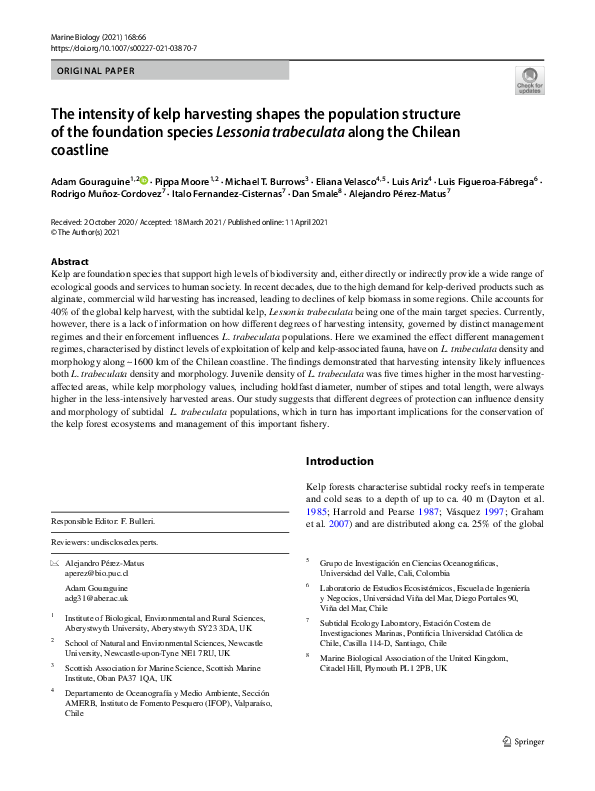 (PDF) The intensity of kelp harvesting shapes the population structure ...
