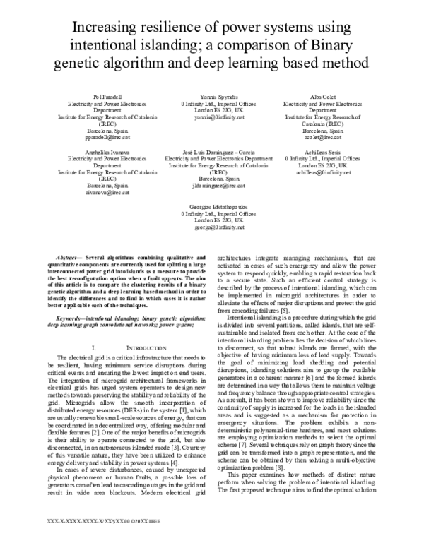 (PDF) Increasing resilience of power systems using intentional islanding; a comparison of Binary ...